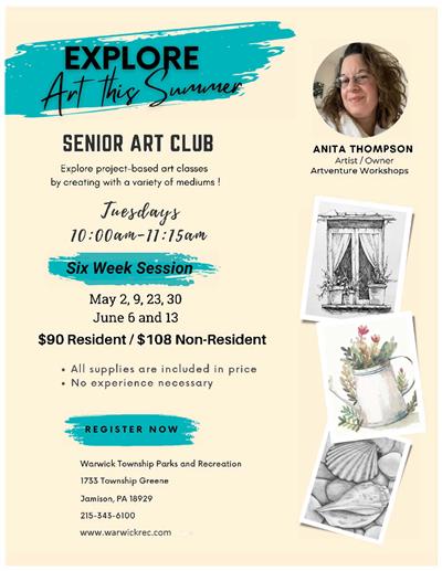 Warwick Township ParkRec: Art Club for Seniors with Artventure